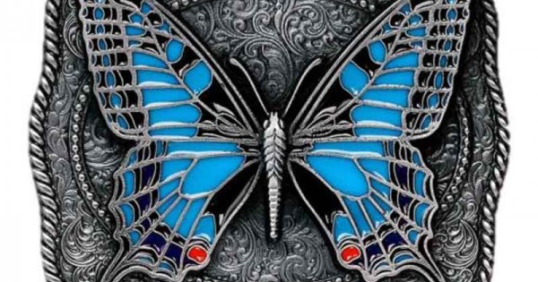 Belt Buckle - Butterfly Blue
